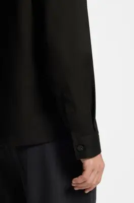 Hugo Oversized-fit Overshirt In Soft Twill - Black