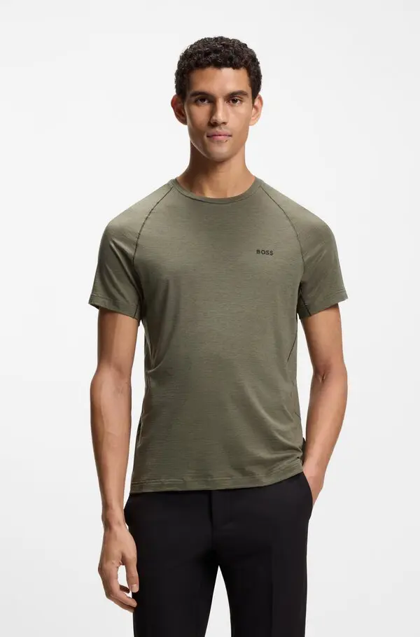 BOSS Logo-detail T-shirt In A Slim Fit - Khaki