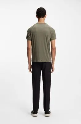 BOSS Logo-detail T-shirt In A Slim Fit - Khaki