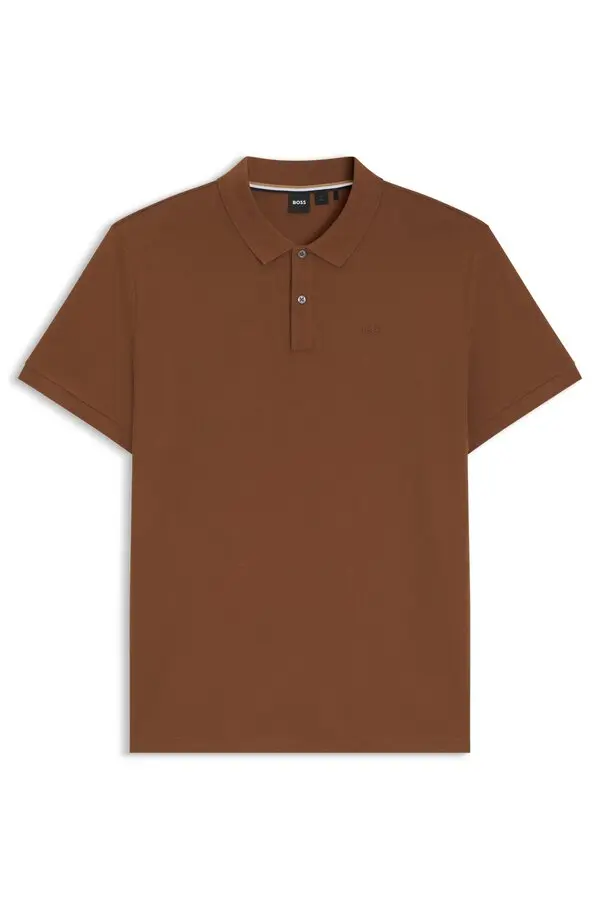 BOSS Pallas Polo Shirt In Cotton Piqué With Logo Details - Brown