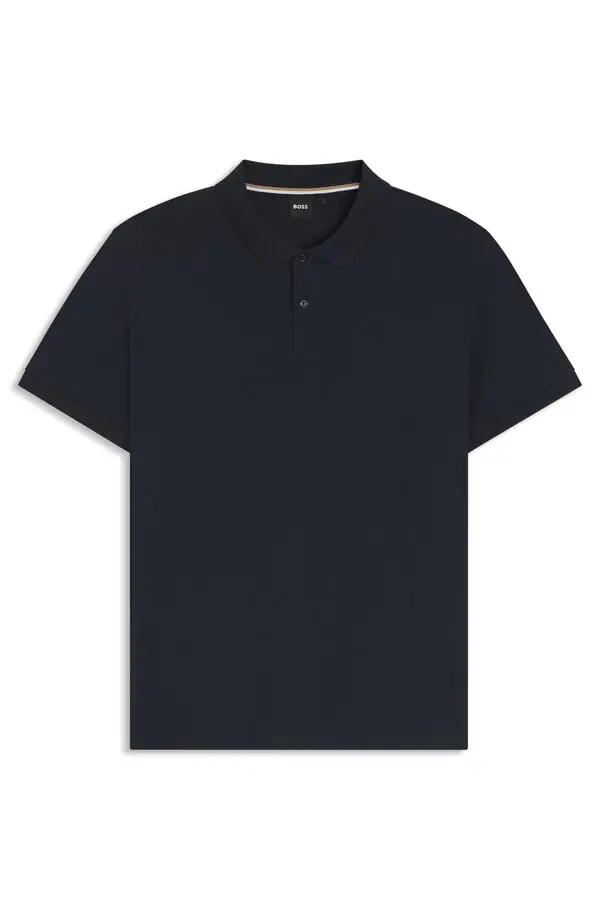BOSS Pallas Polo Shirt In Cotton Piqué With Logo Details - Dark Blue