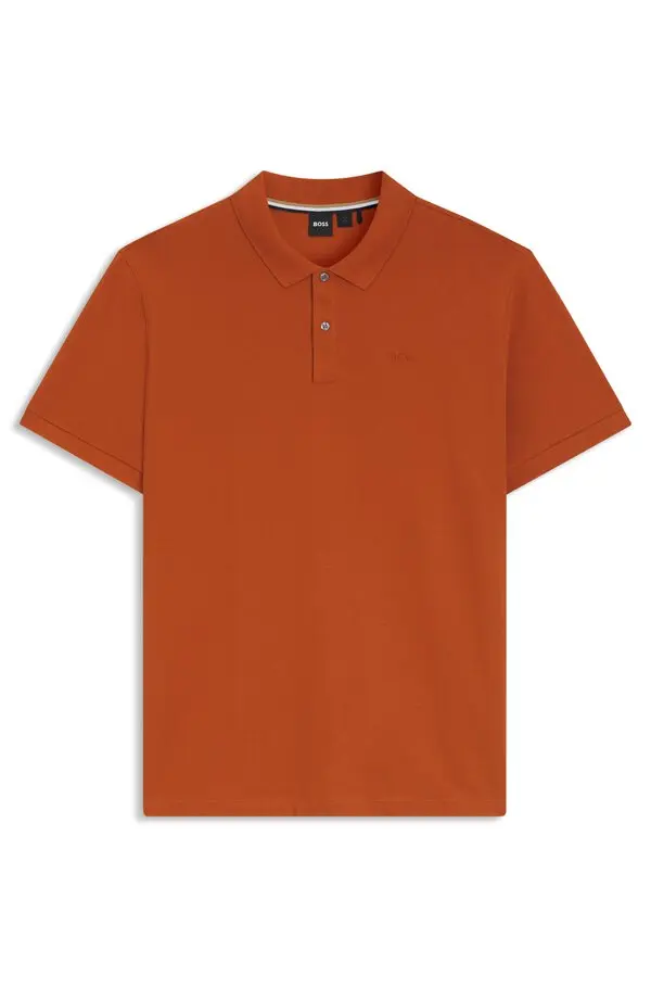 BOSS Pallas Polo Shirt In Cotton Piqué With Logo Details - Dark Orange