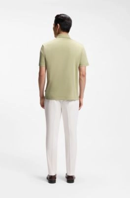 BOSS Polo Shirt In Mercerized Cotton With Double B Monogram - Khaki