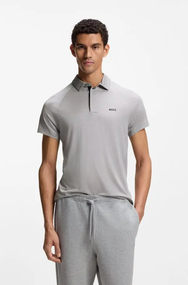 BOSS Slim-fit Polo Shirt With Temperature-regulating Performance - Light Grey