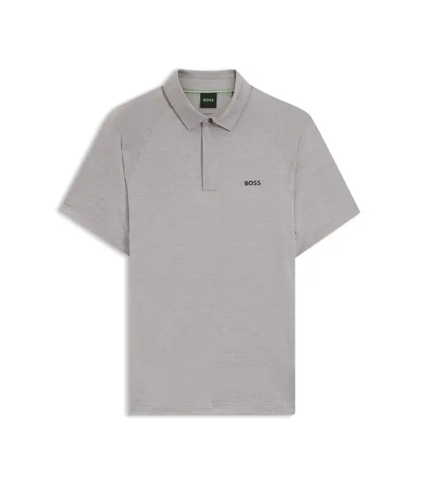 BOSS Slim-fit Polo Shirt With Temperature-regulating Performance - Light Grey
