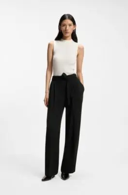 BOSS Relaxed-fit Crepe Trousers - Black