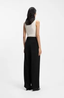 BOSS Relaxed-fit Crepe Trousers - Black