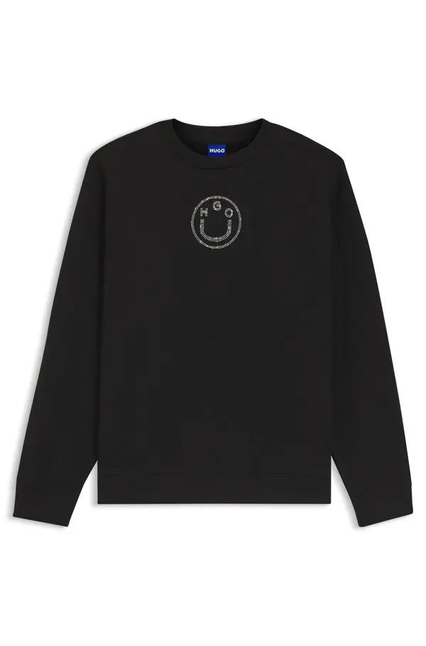Hugo Cotton Sweatshirt With Rhinestone Logo