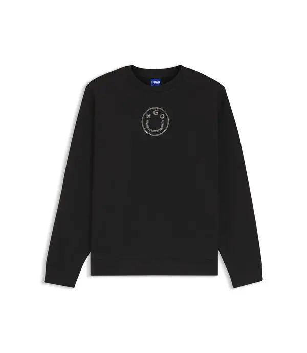 Hugo Cotton Sweatshirt With Rhinestone Logo