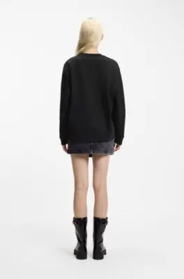 Hugo Cotton Sweatshirt With Rhinestone Logo