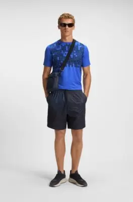 BOSS Stretch-mesh Slim-fit T-shirt With All-over Print