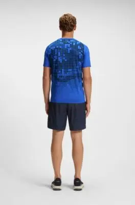 BOSS Stretch-mesh Slim-fit T-shirt With All-over Print