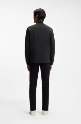 BOSS Jacquard-structure T-shirt In Mercerised Cotton - Black
