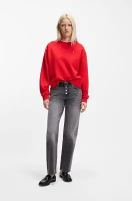 Hugo Heart-logo Cotton Terry Sweatshirt - Red