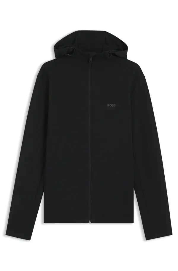 BOSS Zip-up Hoodie With Reflective Details - Black