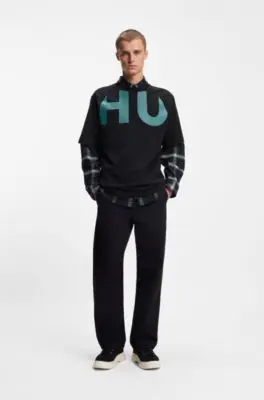 Hugo Large-logo T-shirt In Cotton Jersey - Black