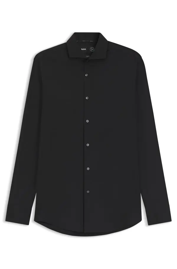 BOSS Easy-iron Slim-fit Shirt In Cotton-blend Poplin - Black