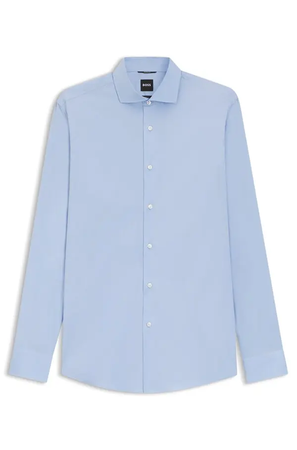 BOSS Easy-iron Slim-fit Shirt In Cotton-blend Poplin - Light Blue