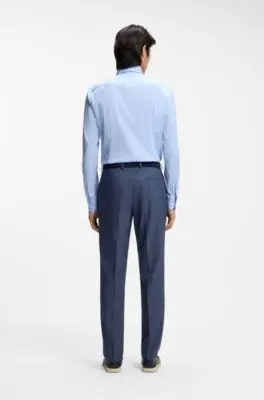 BOSS Slim-fit Shirt In Easy-iron Cotton-blend Poplin - Light Blue