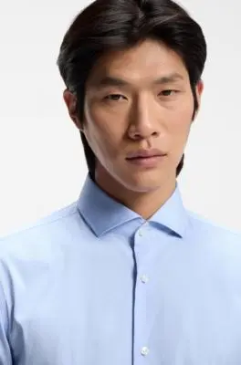 BOSS Slim-fit Shirt In Easy-iron Cotton-blend Poplin - Light Blue