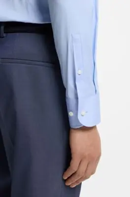 BOSS Slim-fit Shirt In Easy-iron Cotton-blend Poplin - Light Blue