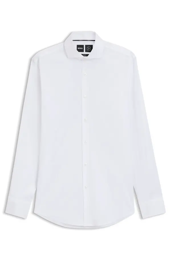 BOSS Easy-iron Slim-fit Shirt In Cotton-blend Poplin - White