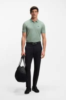 BOSS Printed Polo Shirt In Cotton Piqu - Light Green