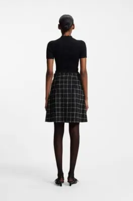 Hugo Checked Bouclé A-line Skirt