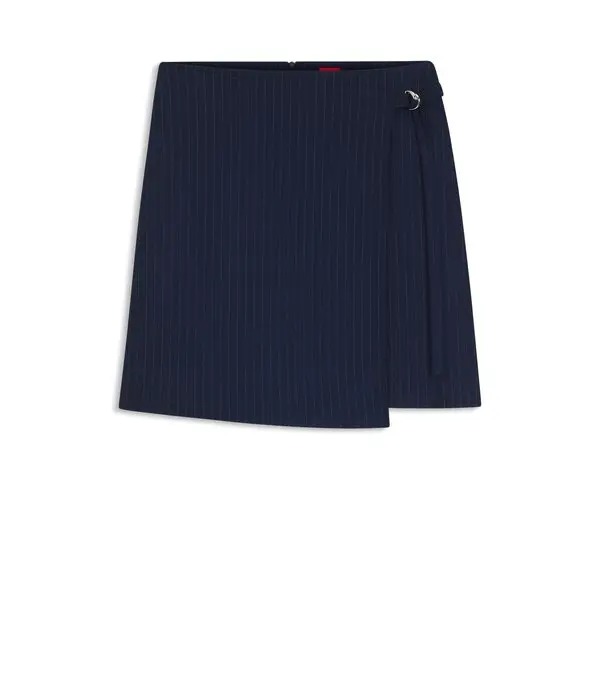 Hugo Pinstripe Wrap Pencil Skirt With Belt