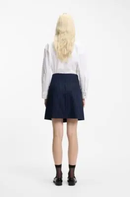 Hugo Pinstripe Wrap Pencil Skirt With Belt