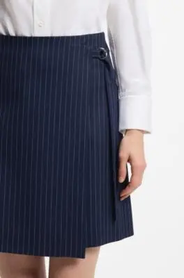 Hugo Pinstripe Wrap Pencil Skirt With Belt