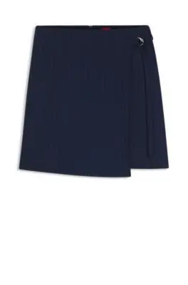 Hugo Pinstripe Wrap Pencil Skirt With Belt