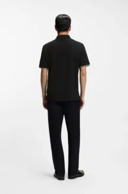 BOSS Cotton-piqué Polo Shirt With Zip Neck - Black