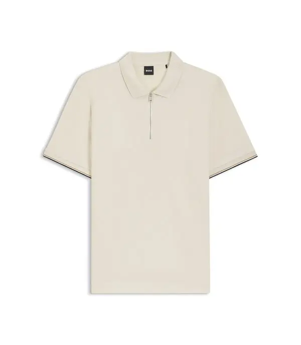 BOSS Cotton-piqué Polo Shirt With Zip Neck - White