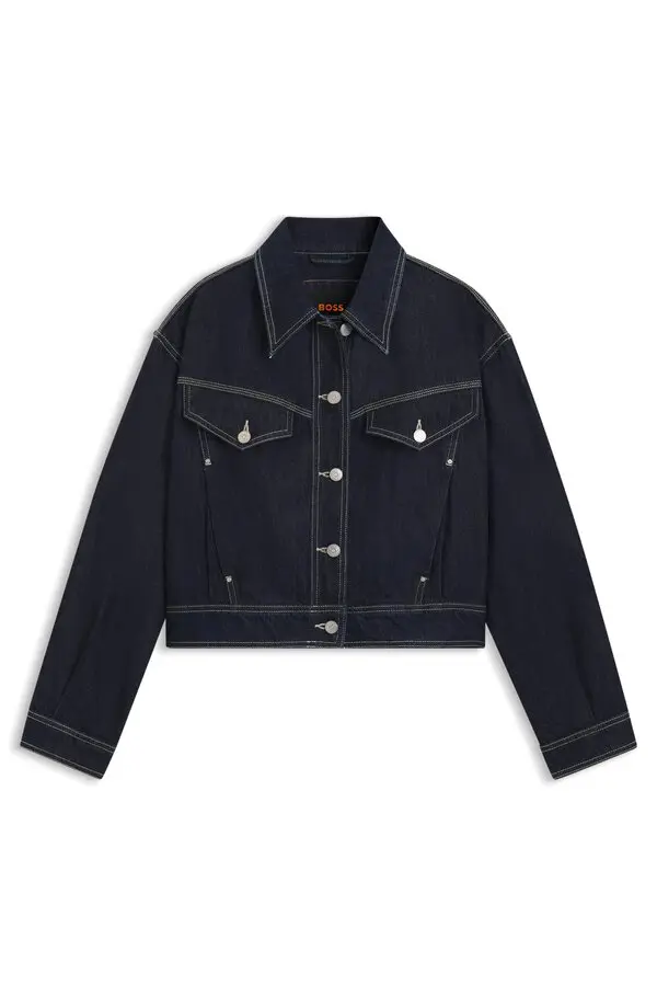 BOSS Trucker Jacket In Rigid Denim