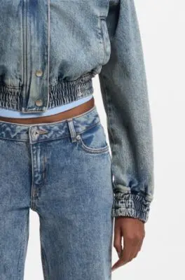 Hugo Bomber Jacket In Stretch Denim
