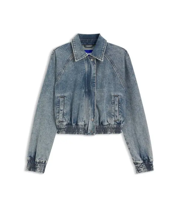 Hugo Bomber Jacket In Stretch Denim - Blue
