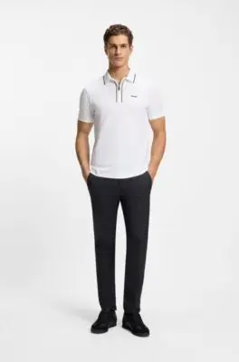 BOSS Active Slim-fit Polo Shirt In Moisture-wicking Stretch Cotton - White