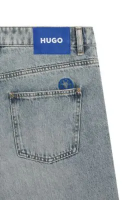 Hugo Ocean- Loose-fit Jeans In Rigid Denim