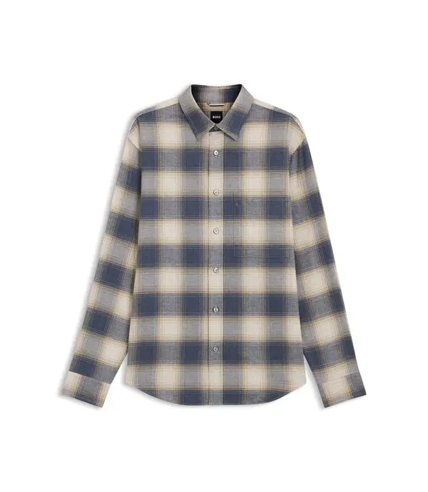 BOSS Checked Relaxed-fit Shirt In Cotton Flannel - Patterned