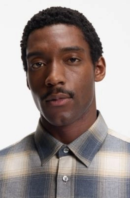BOSS Checked Relaxed-fit Shirt In Cotton Flannel - Patterned
