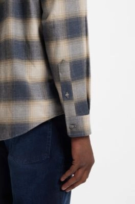 BOSS Checked Relaxed-fit Shirt In Cotton Flannel - Patterned