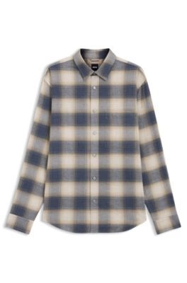 BOSS Checked Relaxed-fit Shirt In Cotton Flannel - Patterned