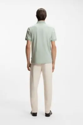 BOSS Bubble-structure Polo Shirt In Cotton - Light Green