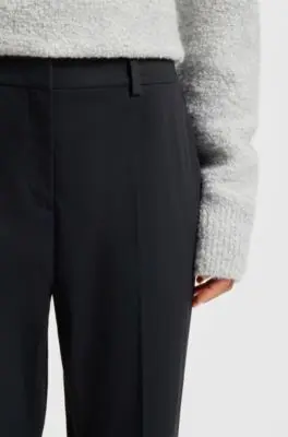 BOSS Regular-fit Trousers In Stretch-cotton Twill - Dark Blue
