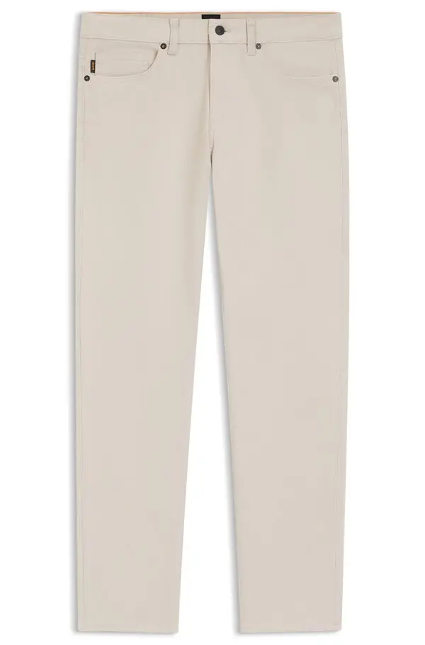 BOSS Delaware Trousers In Stretch-cotton Canvas - Light Grey