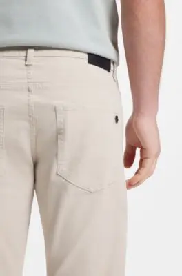 BOSS Delaware Trousers In Stretch-cotton Canvas - Light Grey