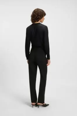BOSS Virgin Wool Regular Fit Tailored Trousers - Black