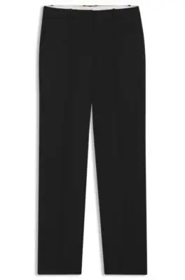 BOSS Virgin Wool Regular Fit Tailored Trousers - Black