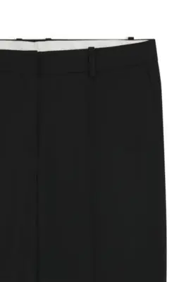 BOSS Virgin Wool Regular Fit Tailored Trousers - Black